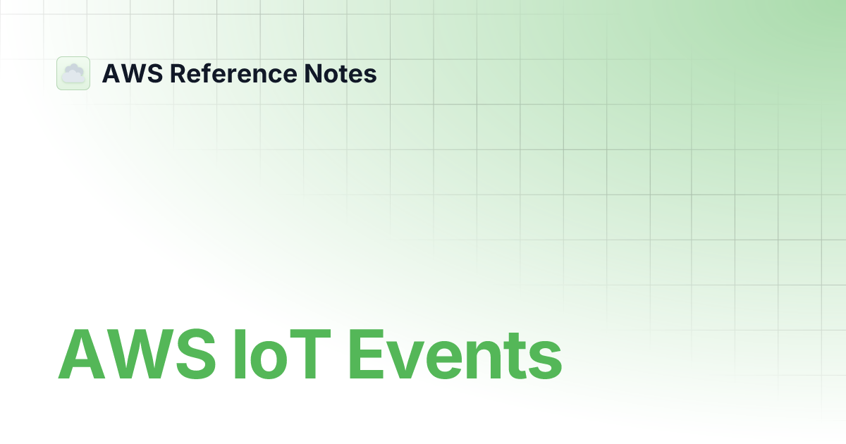 AWS IoT Events | AWS Reference Notes
