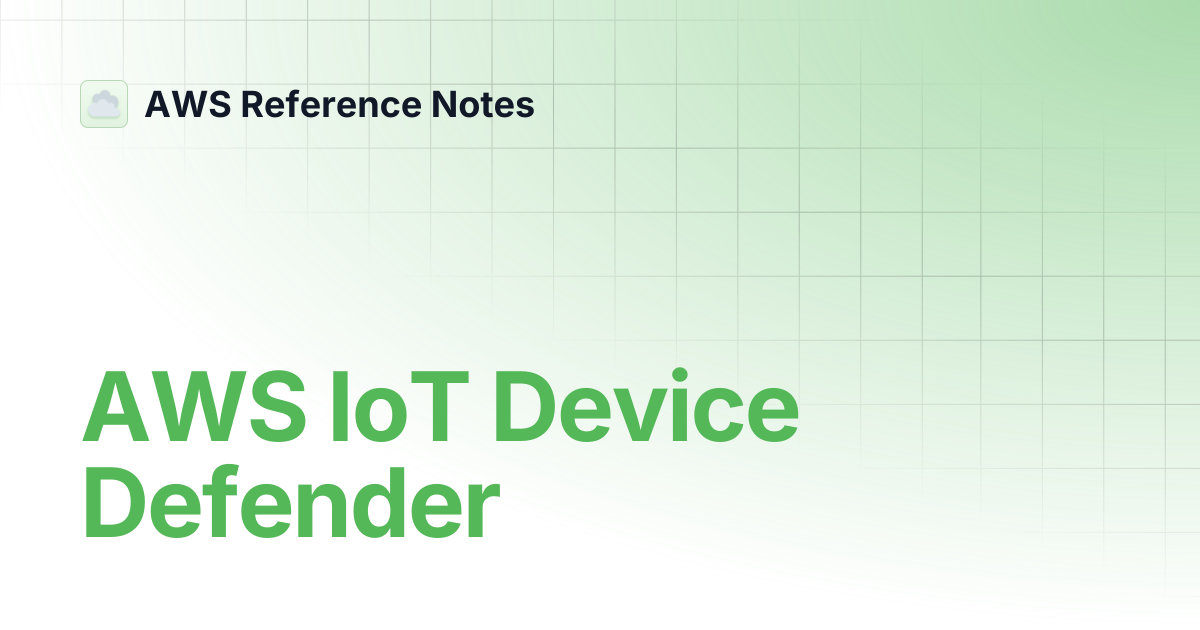 AWS IoT Device Defender | AWS Reference Notes